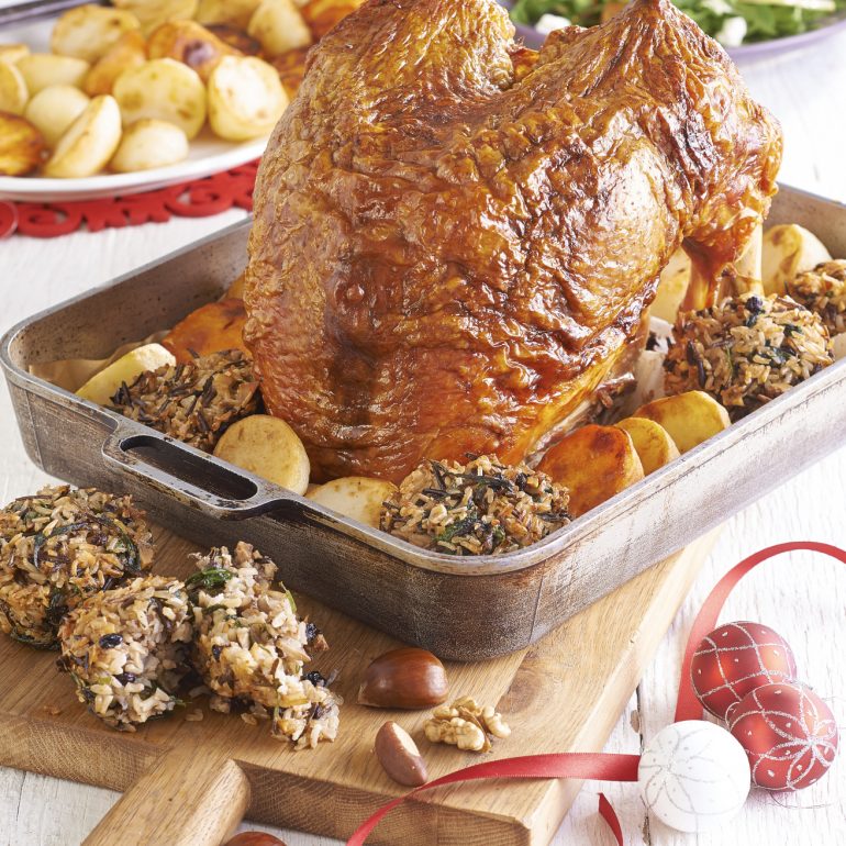 Turkey buffe with wild rice and nut stuffing